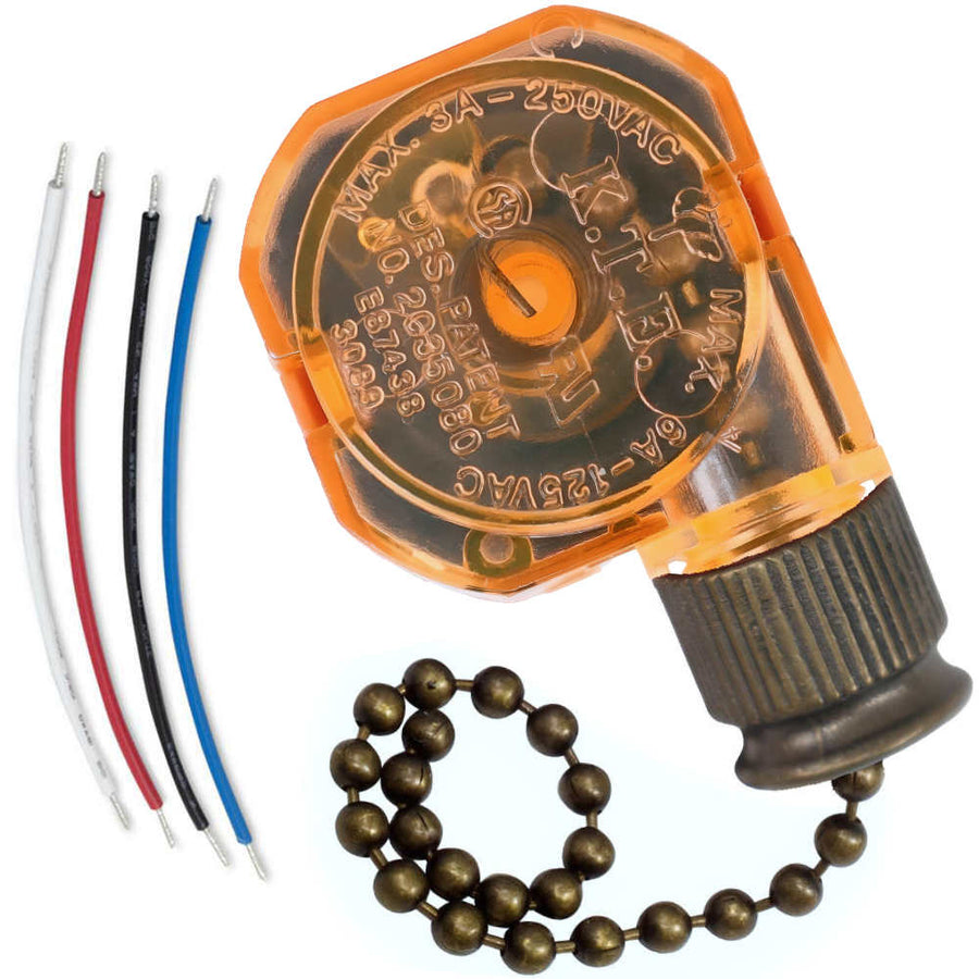KTE 3089 Circuit M 3 Speed 4 Wire Fan Pull Chain Switch