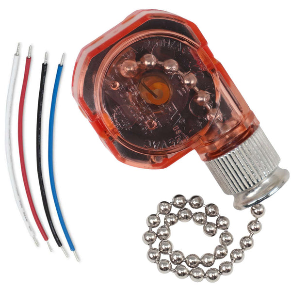 KTE 3089 Circuit R 3-Speed 4-Wire Fan Pull Chain Switch